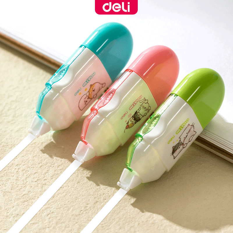 Deli Mini Cute Correction Tape 5mmx6m Transparent Film Correction Tape ...
