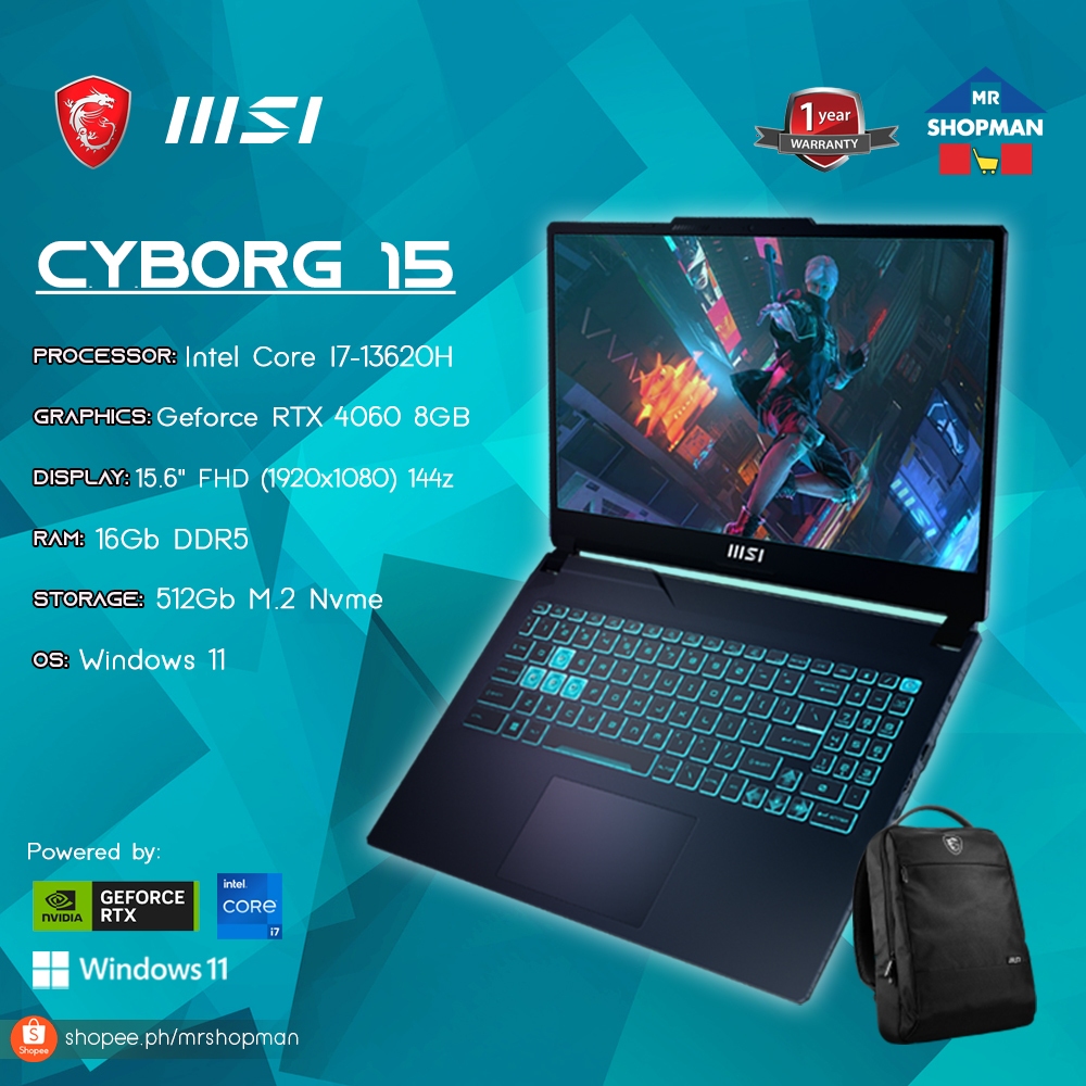 Msi Cyborg 15 A13VF-433PH Intel Core i7-13620H 15.6" | 16GB RAM | 512GB SSD | RTX 4060 Gaming ...