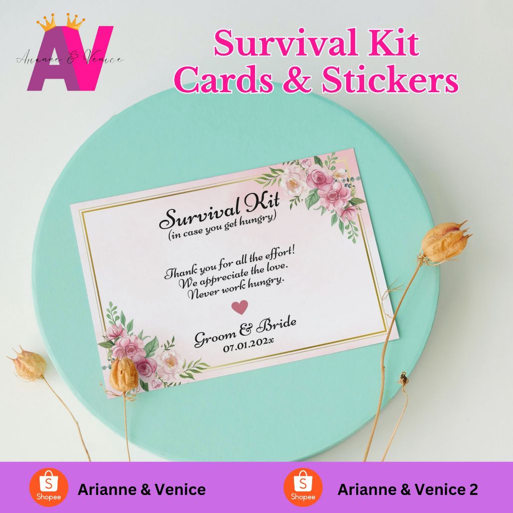 12 pcs Survival Kit Cards and Stickers for Wedding Christening Birthday ...