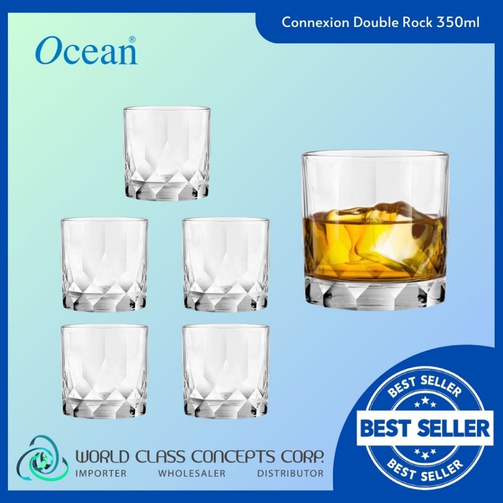 Ocean Glassware Connexion Double Rock Whisky Brandy Drinking Glass 350ml (Set Of 6) wccc ...