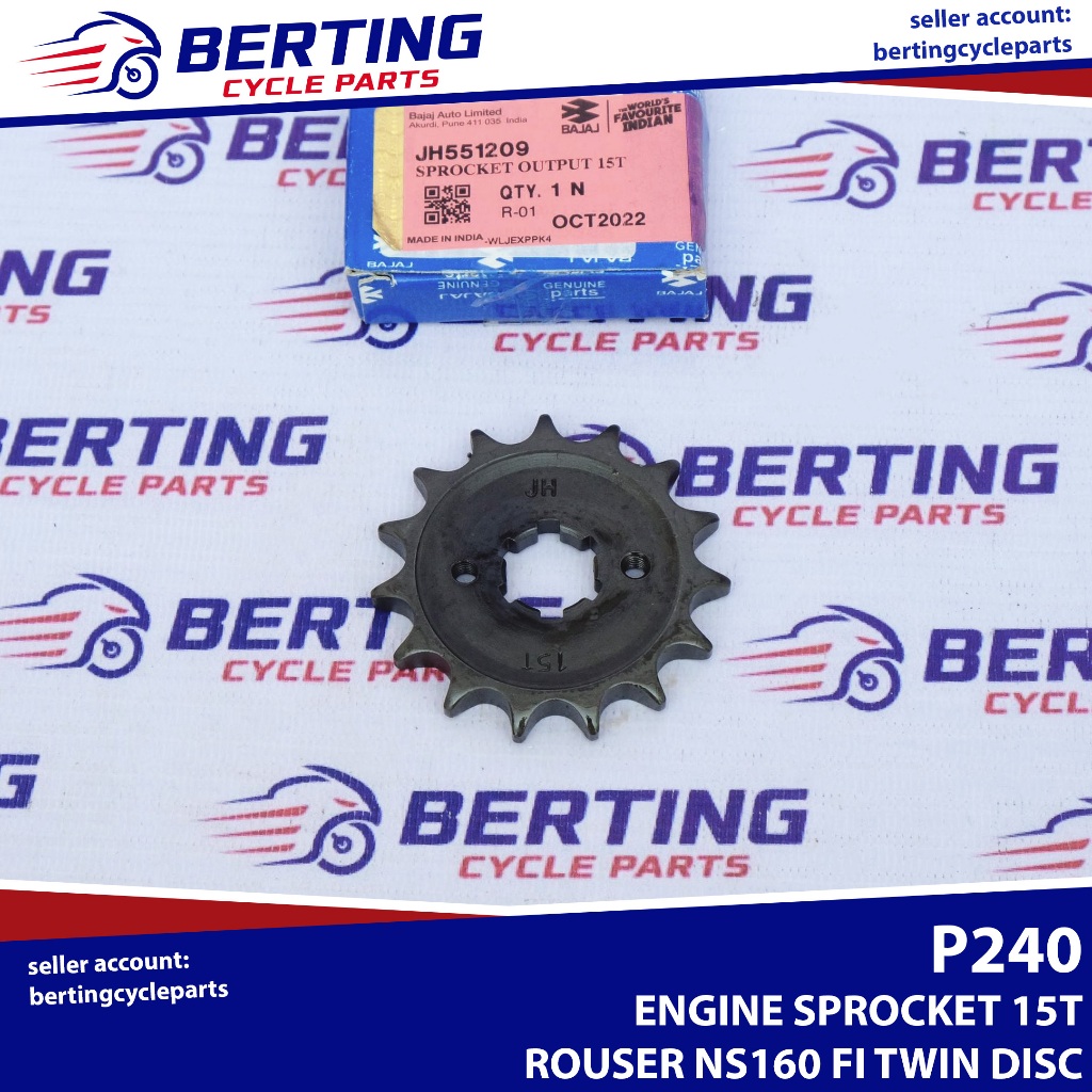 ENGINE SPROCKET 15T Rouser NS160 FI Twin Disc Genuine Bajaj JH551209 ...
