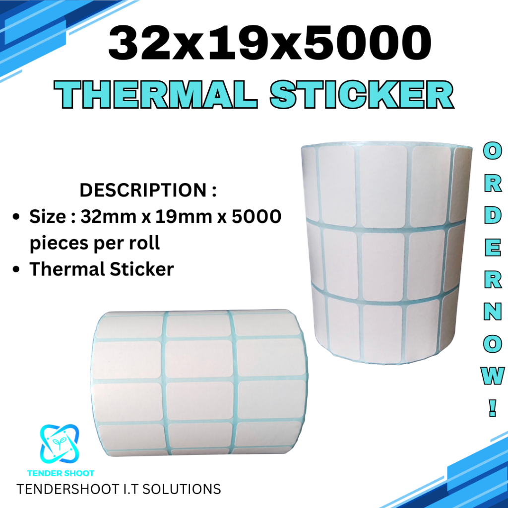 1 Roll of 32x19x500pcs Thermal Sticker 32mm x 19mm x 500pcs | Shopee ...
