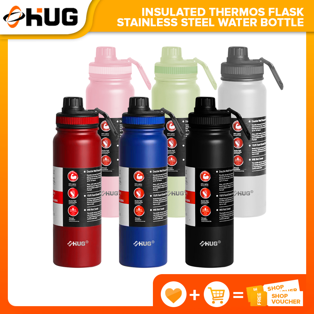 HUG 800ml/1L Thermos Flask Double Wall Vacuum Insulated 304 Stainless ...