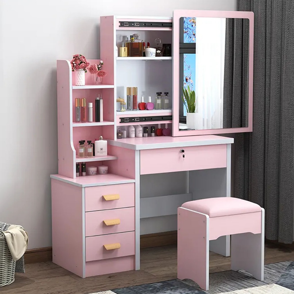FFE Dressing Table with Mirror and Makeup Stool Set Vanity Table Dressers Drawers Storage Cabinet Shopee Philippines