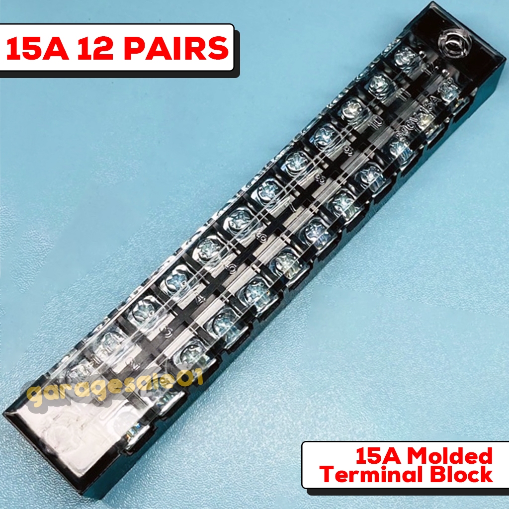 GS 15A Terminal Block TB-1512 Molded Type 12 Pin 600V Electrical ...