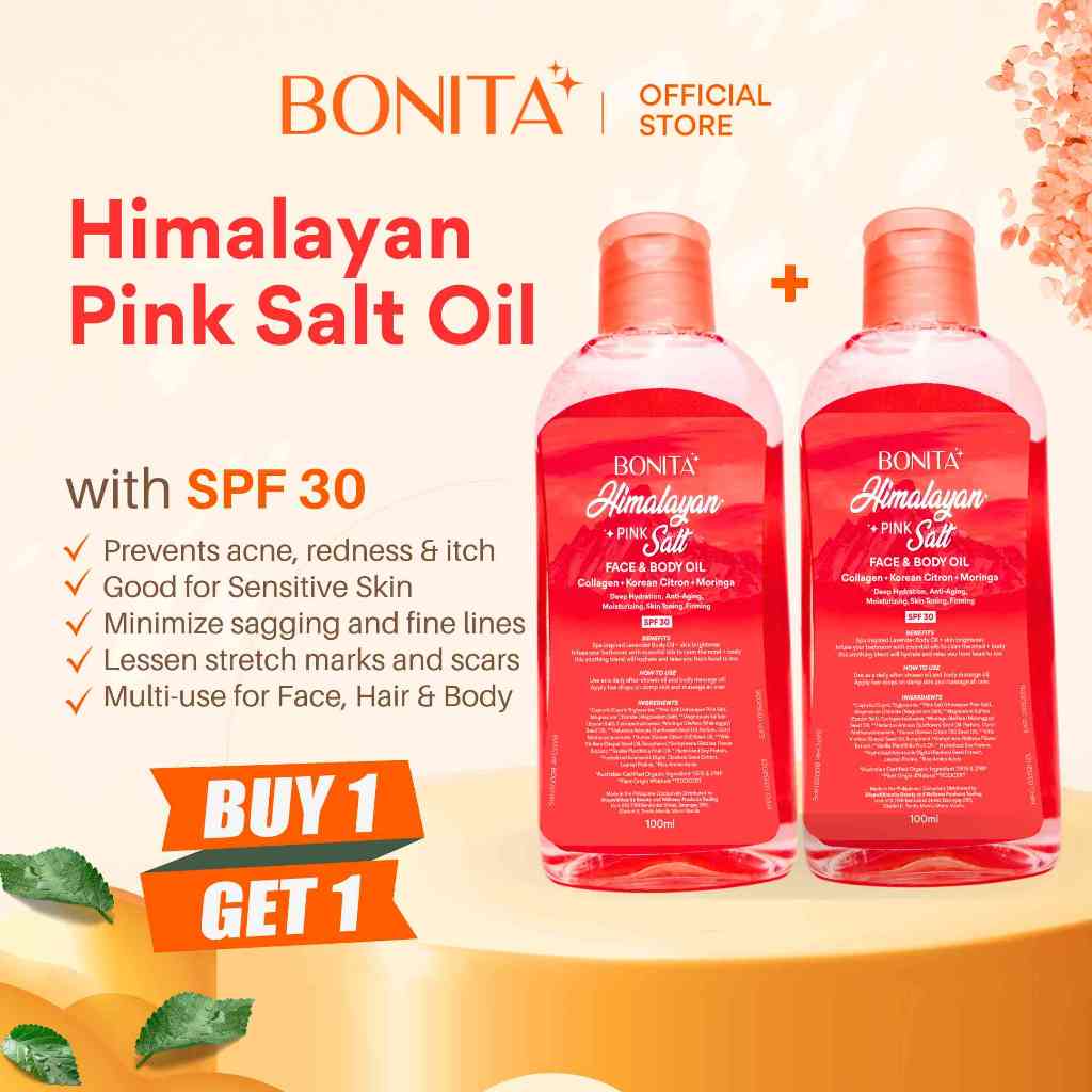 Bonita Himalayan Pink Salt Face and Body Oil with SPF 30, Korean Citron ...