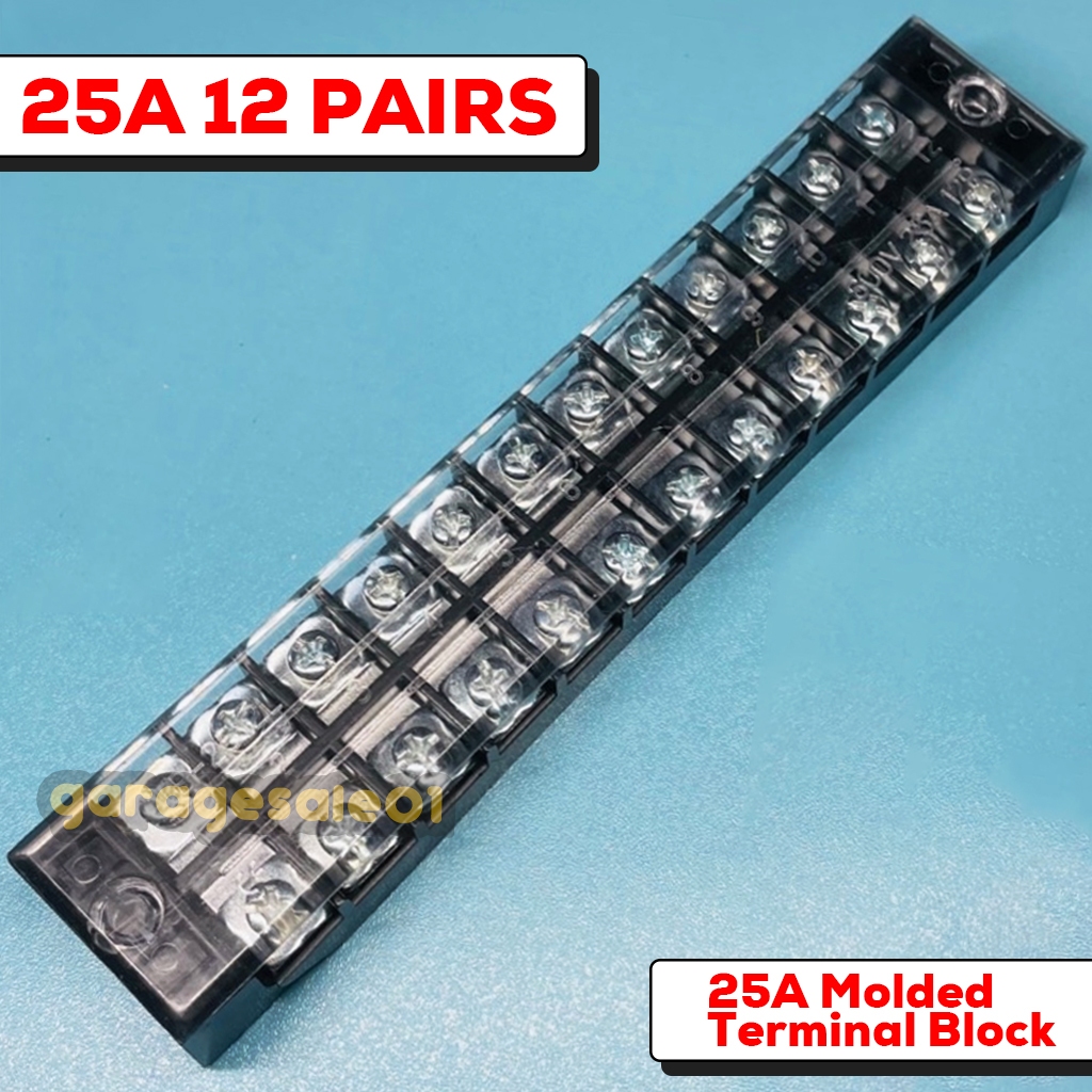 TB-2512 600V 25A 12 Position Terminal Block Barrier Strip | Shopee ...