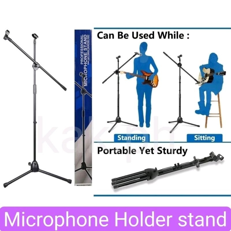 Portable Microphone Long Stand Heavy Duty Adjustable Height Tripod ...