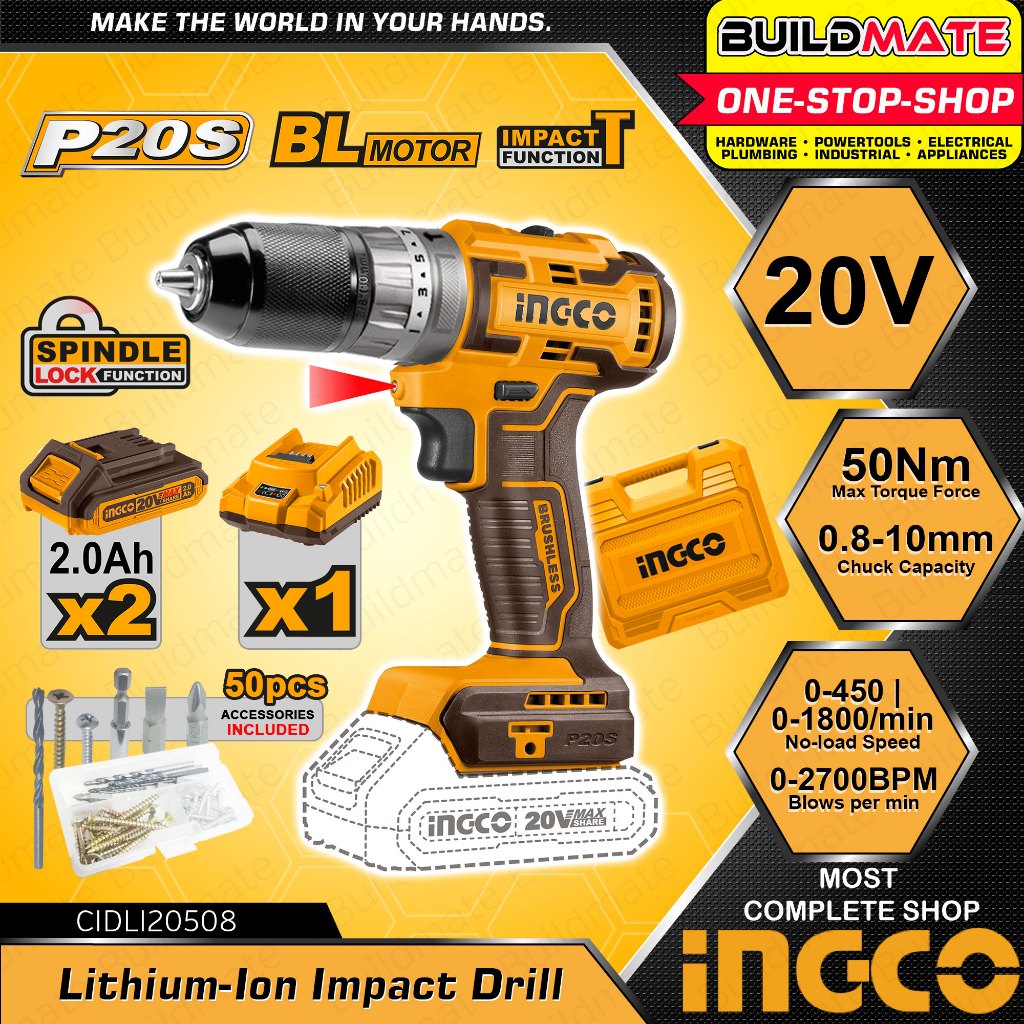BUILDMATE Ingco Cordless Impact Drill Set 20V CIDLI200215 | 2PCS Combo ...