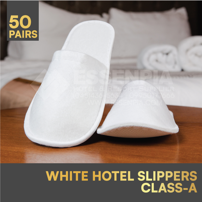 50 PAIRS CLASS A - Hotel Non-Woven Disposable Slipper (WHITE) | Shopee ...