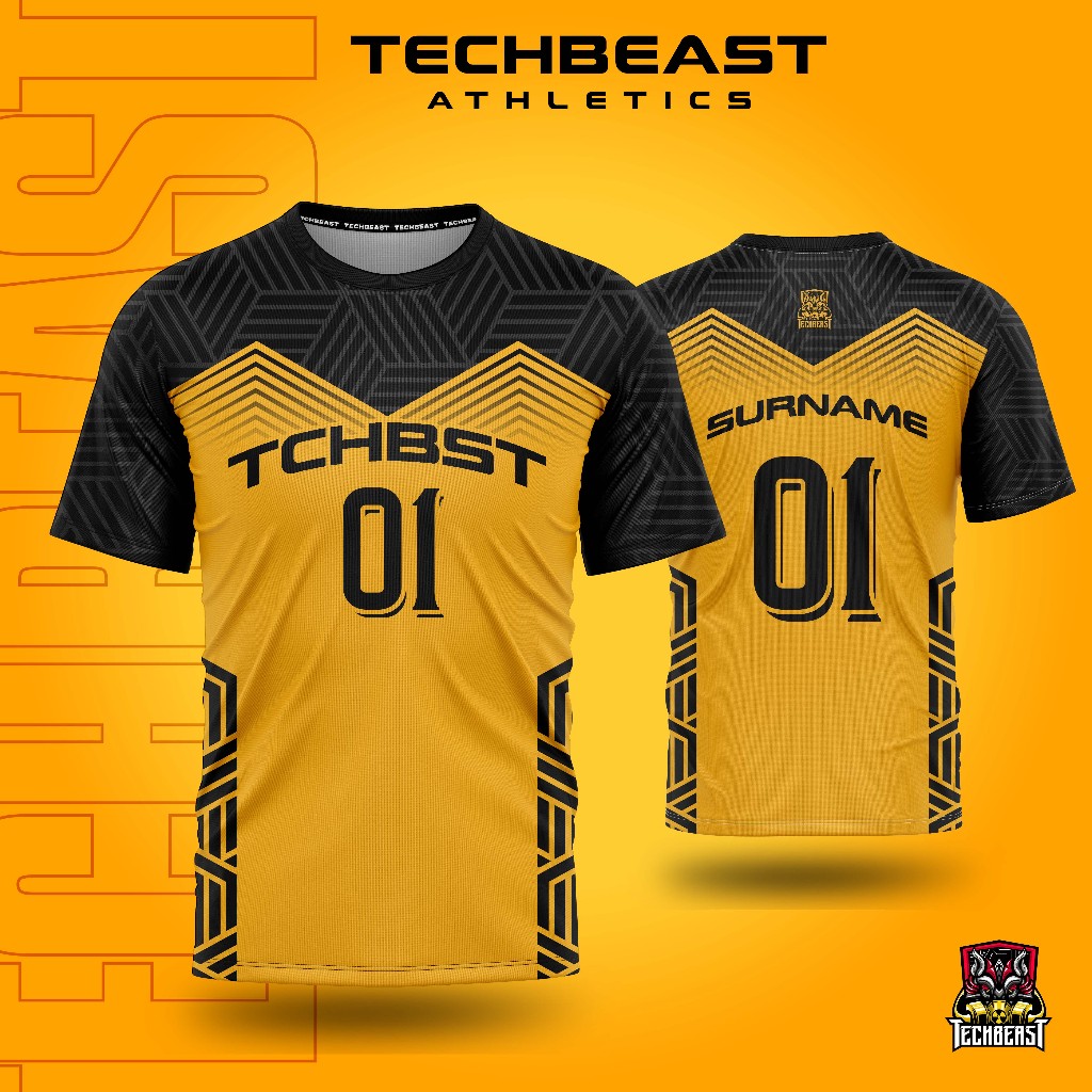 Elite Yellow T-shirt Full Sublimation Jersey Techbeast ( CUSTOM NAME + NUMBER ) | Shopee Philippines