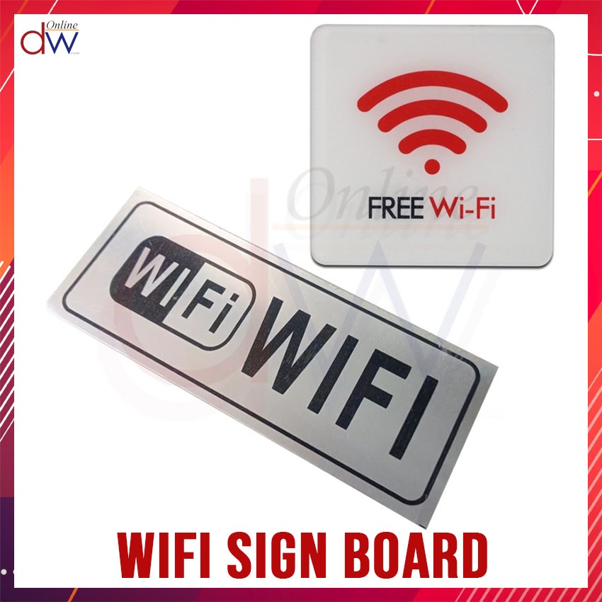 Free Wifi Sign Board Plastic Shop Self Adhesive Sticker Sign | Shopee ...