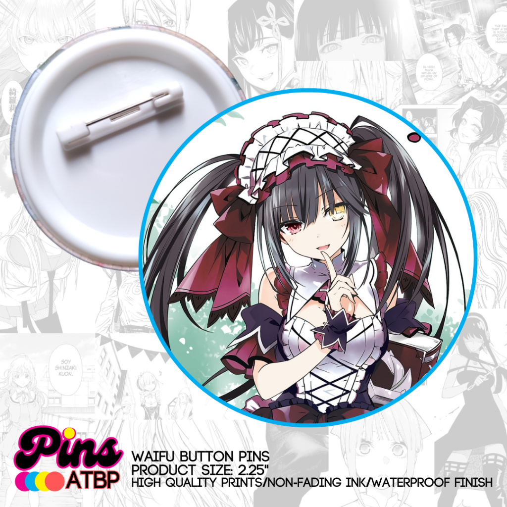 Tokisaki Kurumi Date A Live Anime 2.25" Waifu Button Pin - Pins ATBP ...