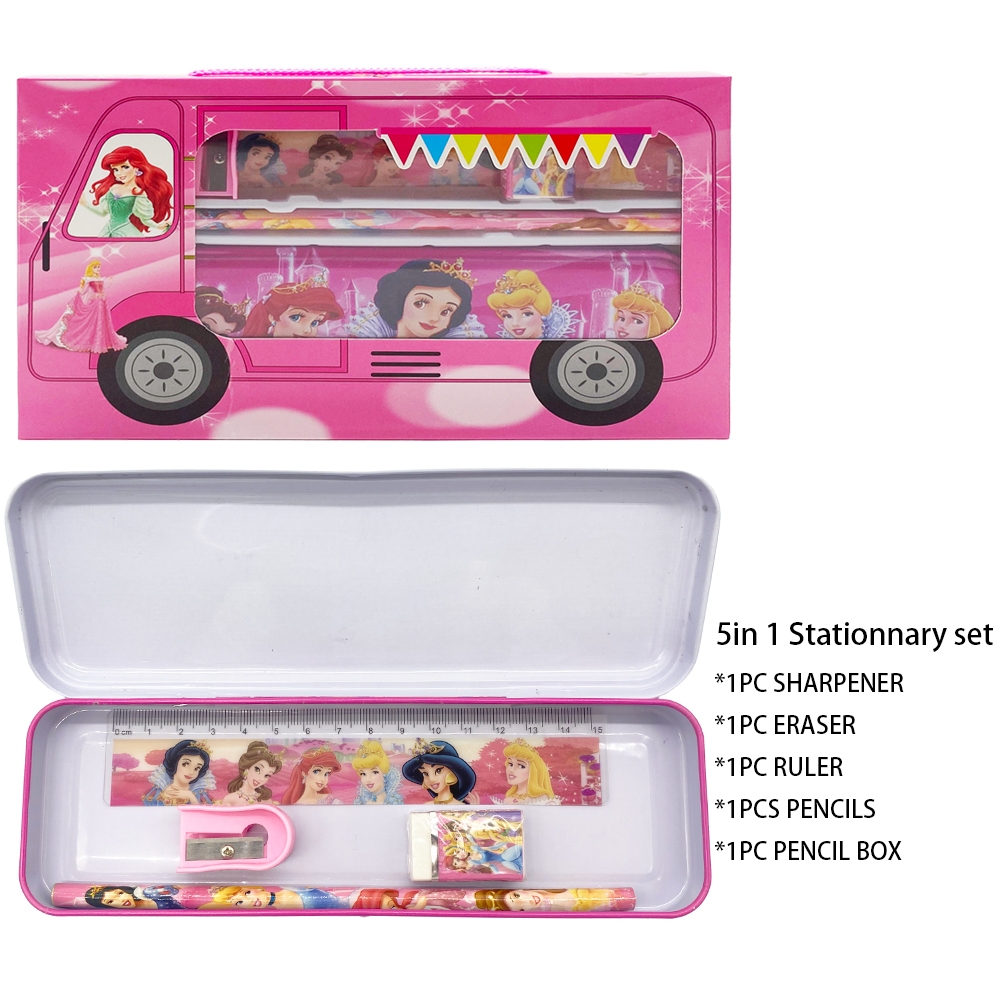 Pencil Box Cartoon School Set Cute Stationery Set Pencil Ruler Eraser ...