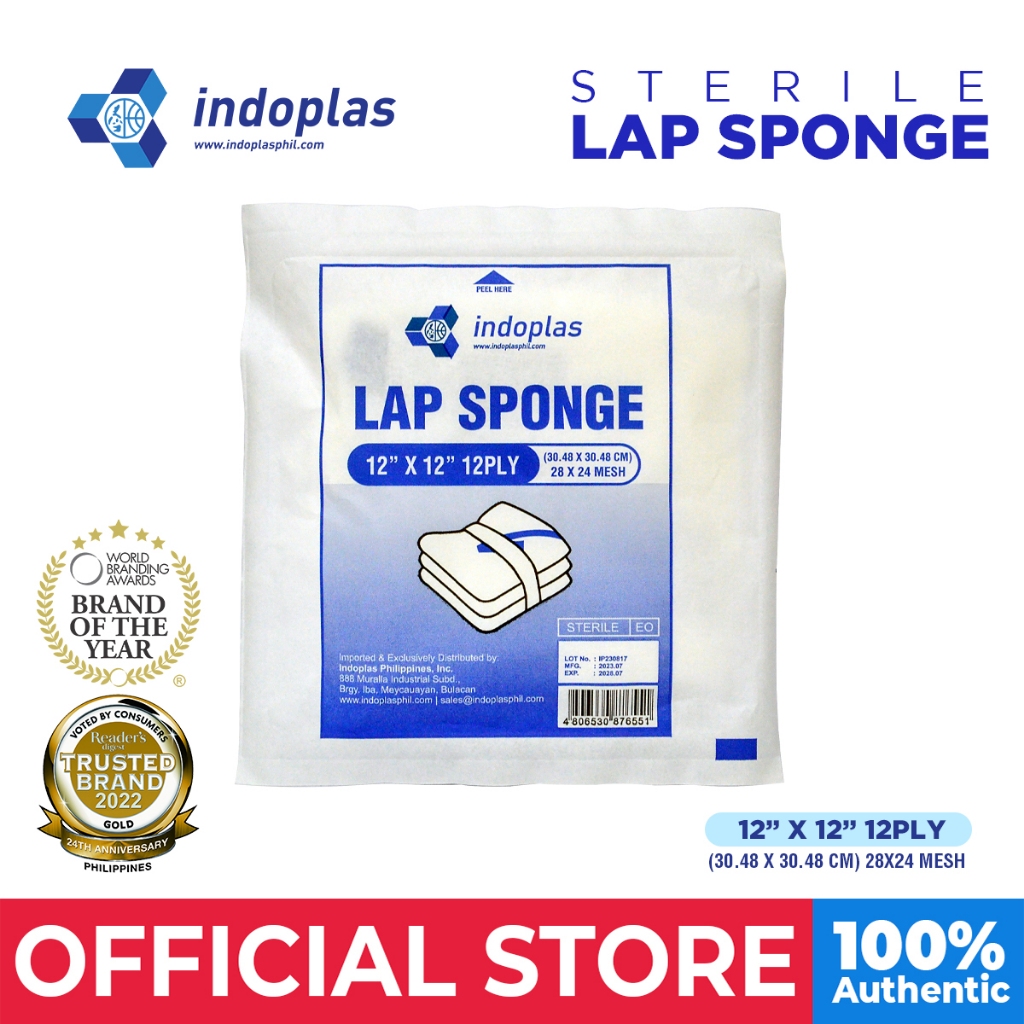 Indoplas Sterile Lap Sponge 12x12 - 12 ply - 1 Piece | Shopee Philippines