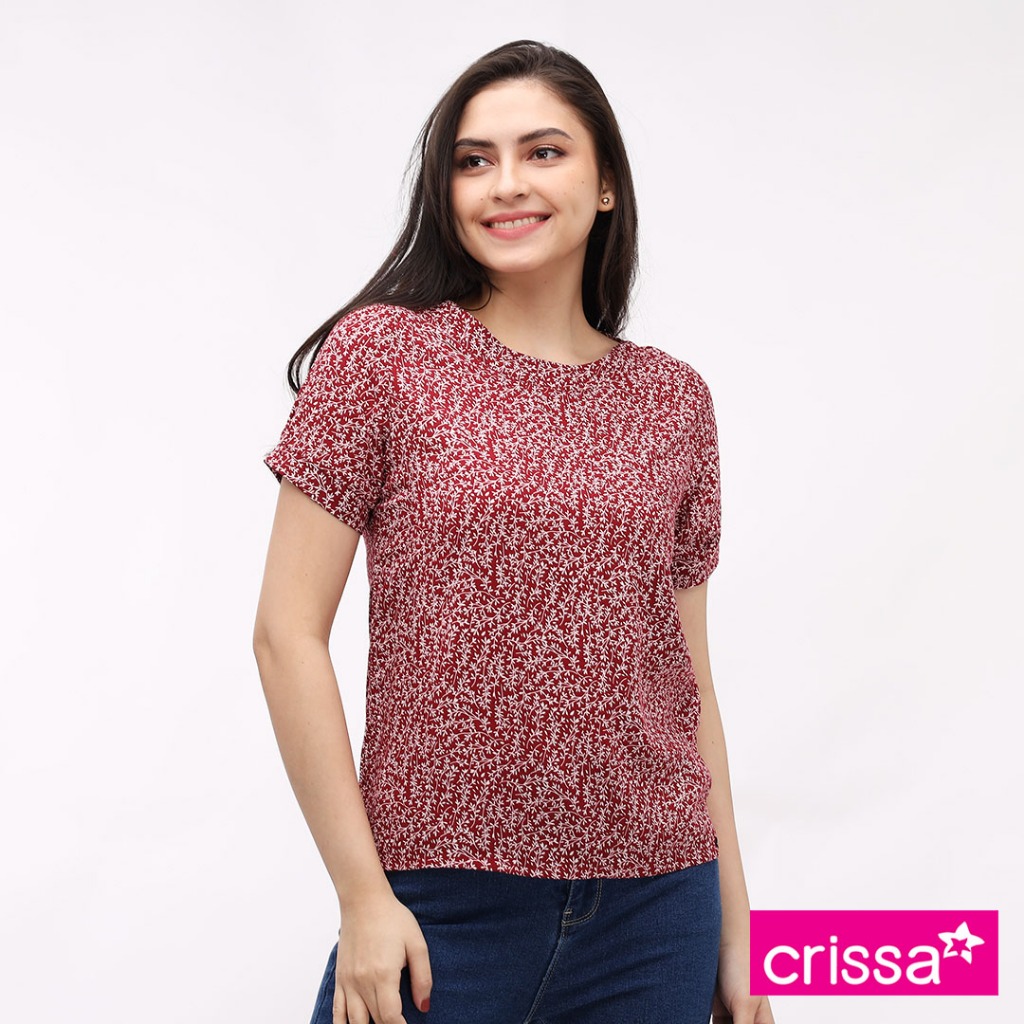Crissa Woven Printed Rayon Short Sleeves Blouse CSLT18-0048 | Shopee ...
