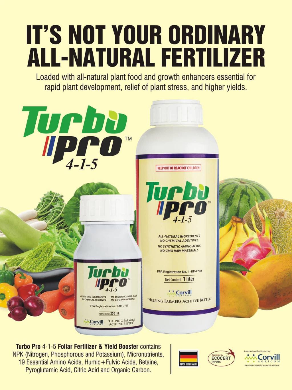 CORVILL TURBO PRO ORGANIC LIQUID FERTILIZER AND BIO STIMULANT FOR ...