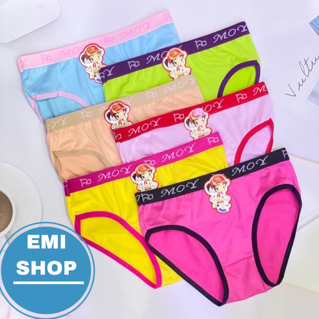 EMI 12Pieces Kid's/Girl's Plain Underwear Panty Assorted Colors 5-9yrs ...