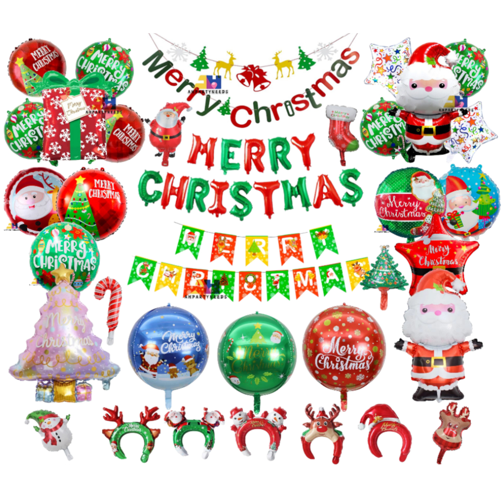Merry Christmas Theme Party Decoration Backdrop Decor Xmas Balloon ...