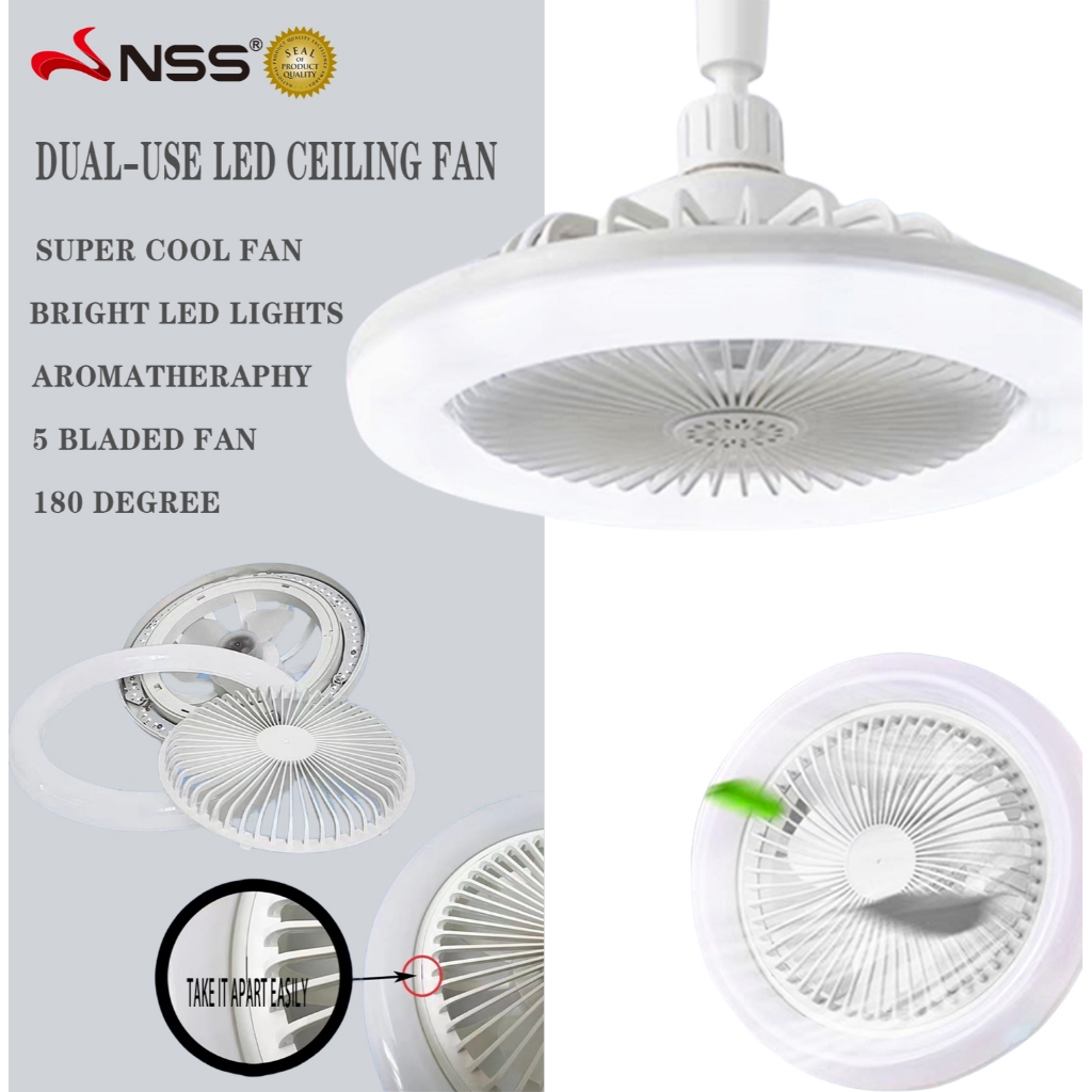 NSS 2 in 1 MODERN CEILING FAN WITH LED LIGHT ELETRIC FAN E27 CEILING ...