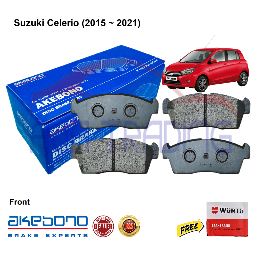 Genuine Akebono Front Brake Pads for Suzuki Multicab DA63T, DA64V K6A w/ WURTH Brake Paste ...