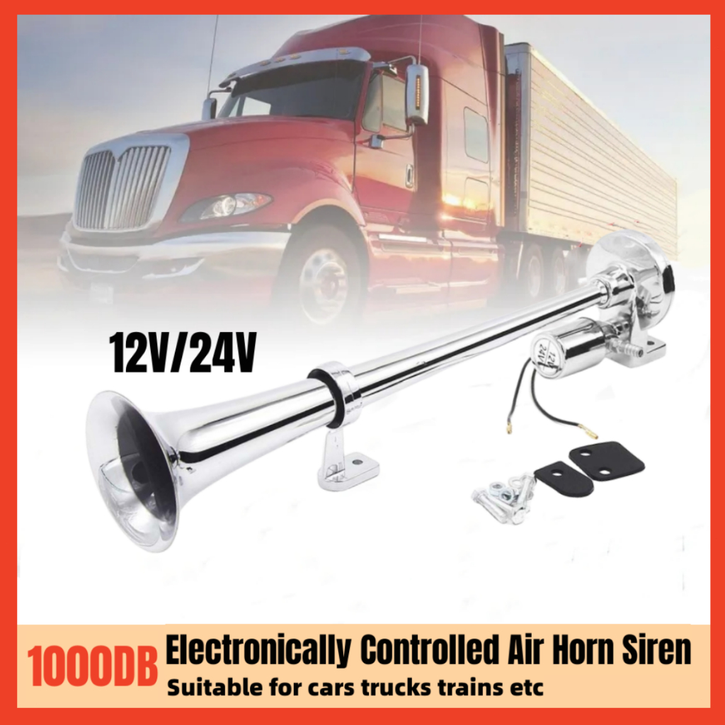 12V/24V electric air horn waterproof single tube metal chrome air horn suitable for car truck ...