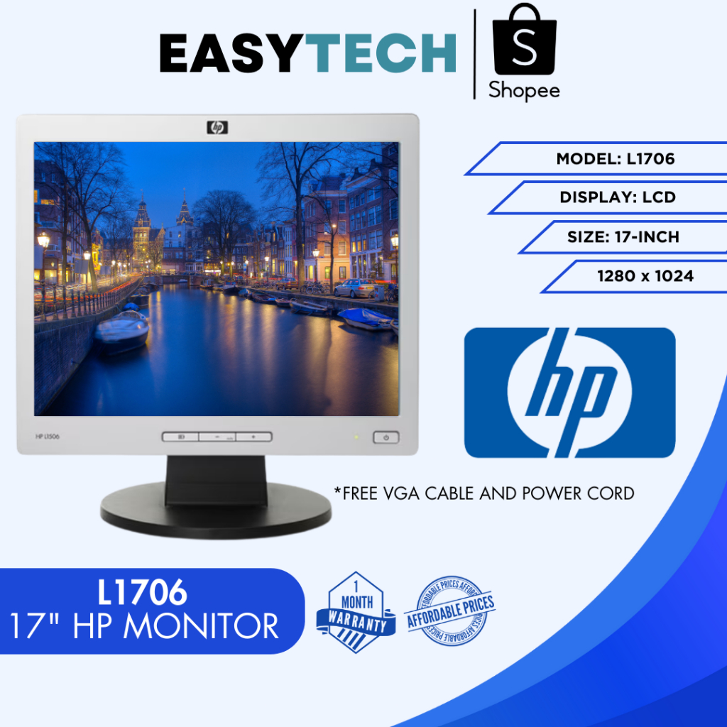 EASYTECH | MTR03-17CA 17" Square HP L1706 LCD Monitor Silver (Used ...