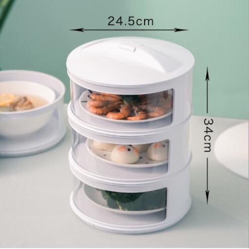 3/5 Layer Food Keeper Warm Keeper Food cover Transparent Stackable Dish ...