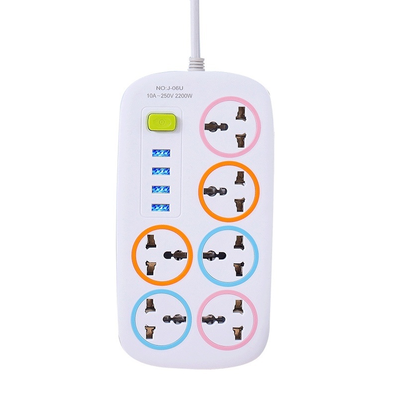 Power Socket Extension Socket Cable Moveable Multi Function Socket With 6 Socket And 4 Usb Port