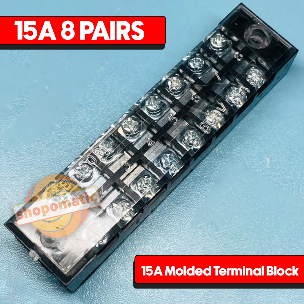 🟧 15A Terminal Block Molded Type Electrical TB-1508 15A 600V 8 PIN 🟧 ...