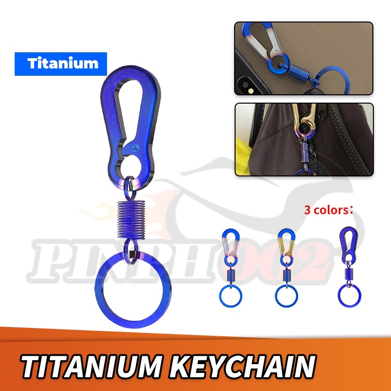 Titanium Keychain Spring Key Chain Retractable Waist Belt Clip Keyring ...