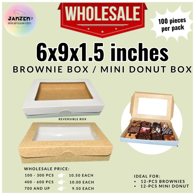 **Wholesale** 100 pieces 6x9x1.5 inches Brownie Box Mini Donut Box ...