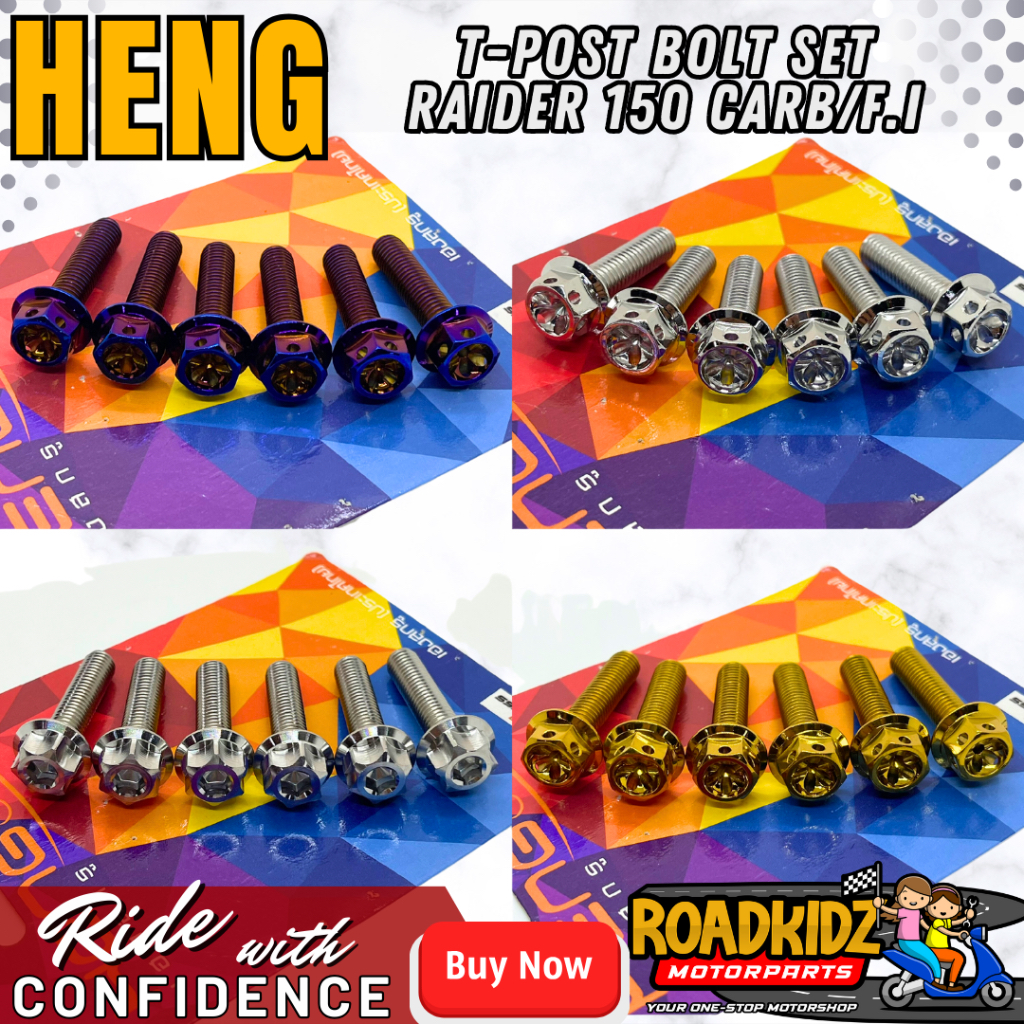 HENG T-POST BOLT SET RAIDER 150 CARB/FI 6PCS | Shopee Philippines