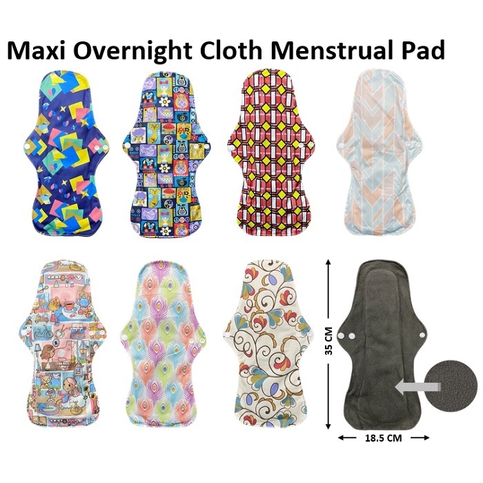 5-Layer Extra Long Maxi Overnight Organic Bamboo Charcoal Washable ...
