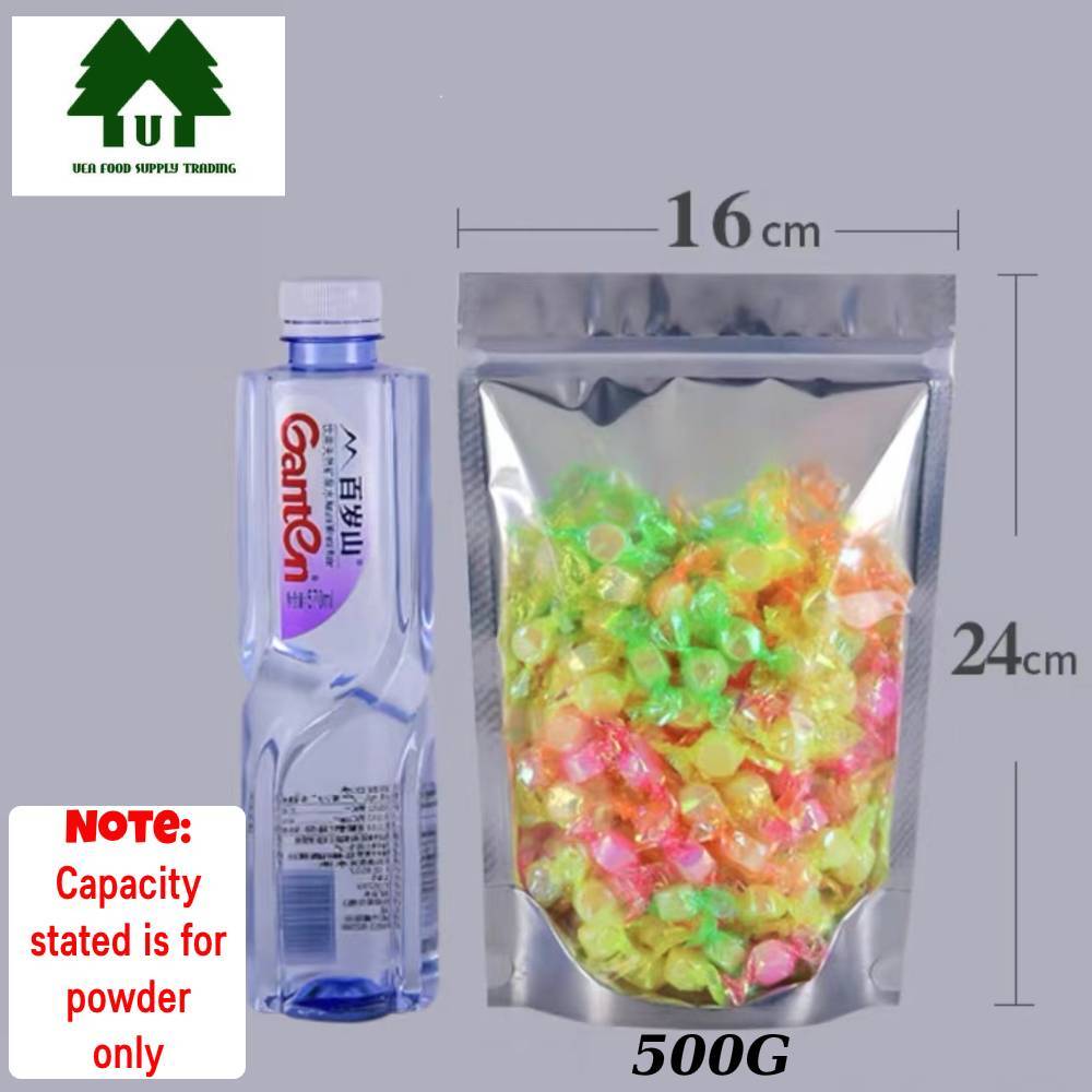 50-100 pcs Half Silver Aluminum Half Clear Stand Up Pouch with Zip Lock Packaging Ziplock ...