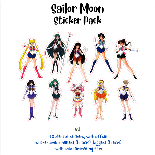 Sailor Moon Sticker Pack Cute Character Deco Journal Diary Decoration ...