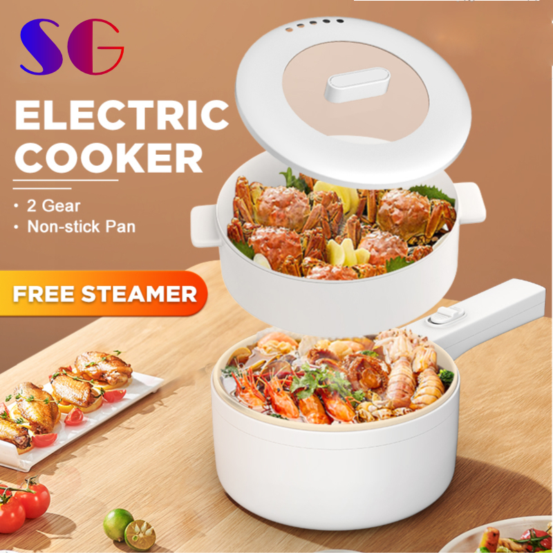 Mini electric cooker Multi-functional non-stick cooker two layers ...