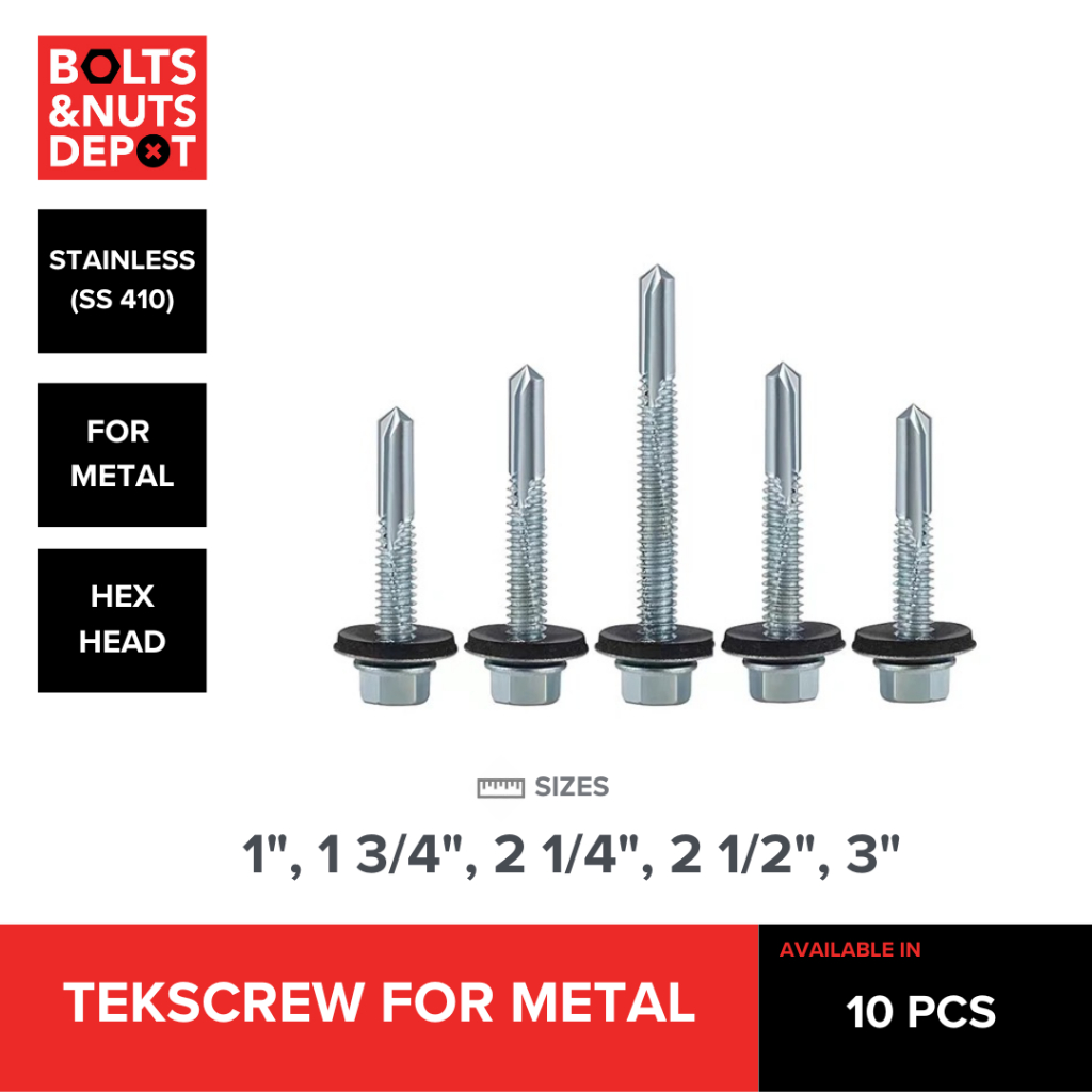 HIGH QUALITY STAINLESS (SS 410) TEKSCREW FOR METAL/WOOD - 10 PCS ...