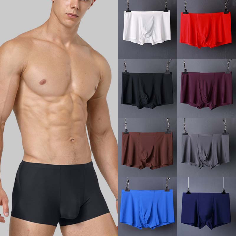 Ice Silk Seamless Boxer Brief For Men Breathable Mens Underwear