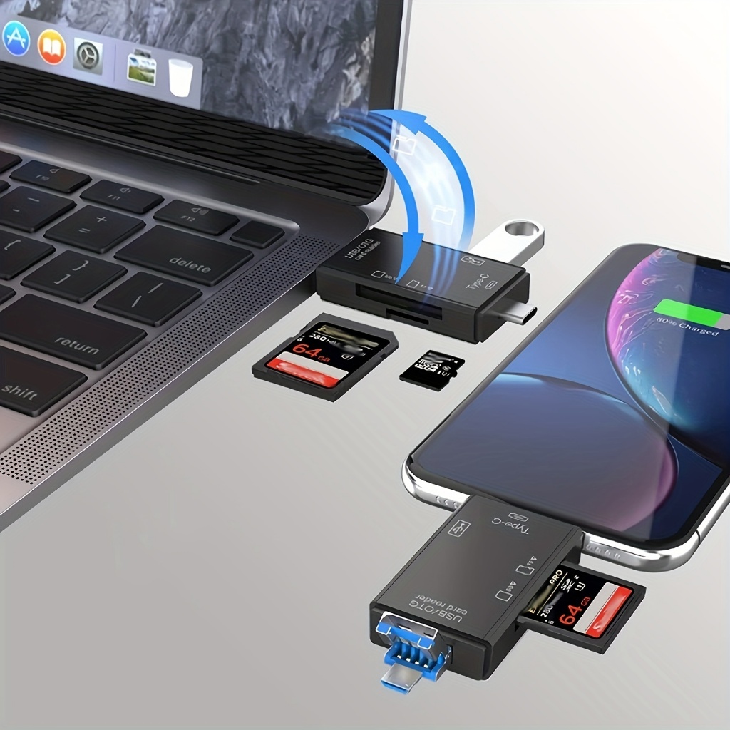 6-in-1 OTG USB 3.0 Card Reader Micro TF SD USB Adapter Memory Card ...