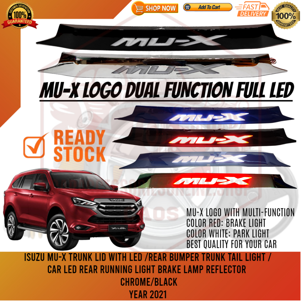 CAOS ISUZU MUX 2021 LED Rear Tailgate Brake Light Trunk Lid With Tail Light Trim Black/Chrome ...