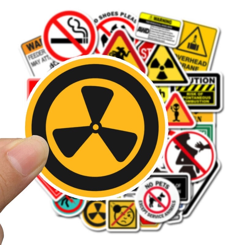 50 PCS Warning Signs Stickers Danger Banning Reminder Graffiti ...