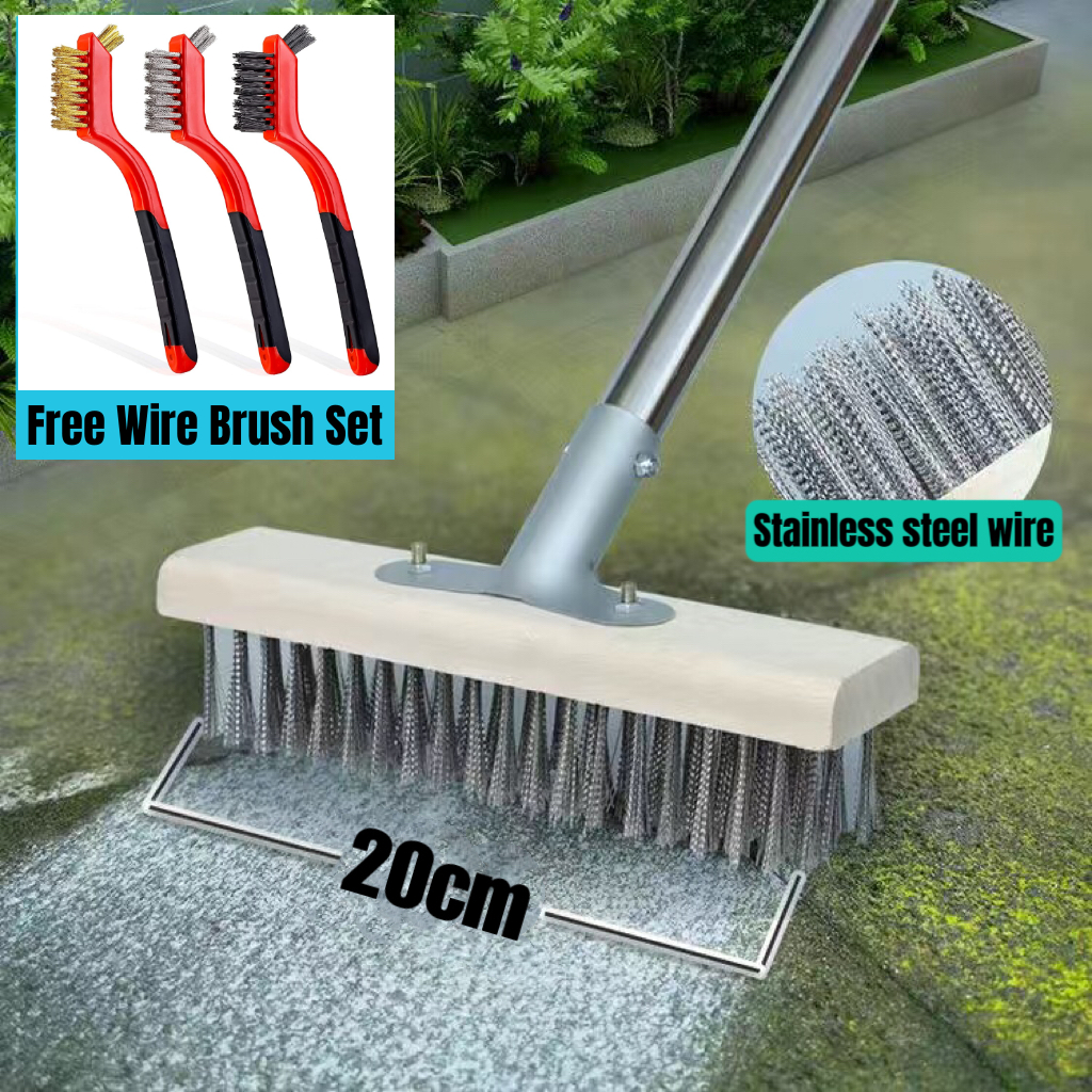Stainless Steel Wire Floor Moss Brush with Long Handle Floor Hard Iron ...
