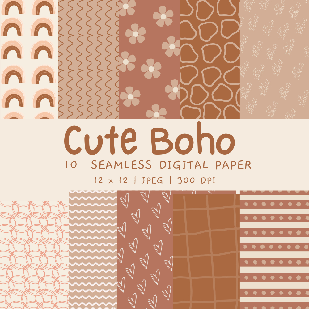 10 Cute Boho DEsign Digital Paper Printable | Shopee Philippines