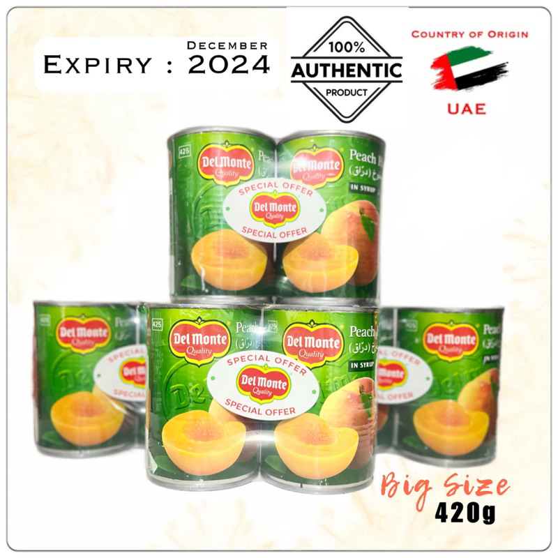 Del Monte Peach Halves 420g x 2 | UAE Origin 🇦🇪 | Shopee Philippines