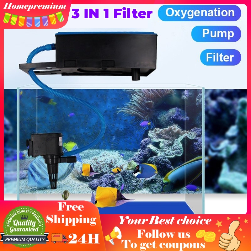 3IN1 Aquarium Top Filter Fish Tank Submersible Pump Filter With ...
