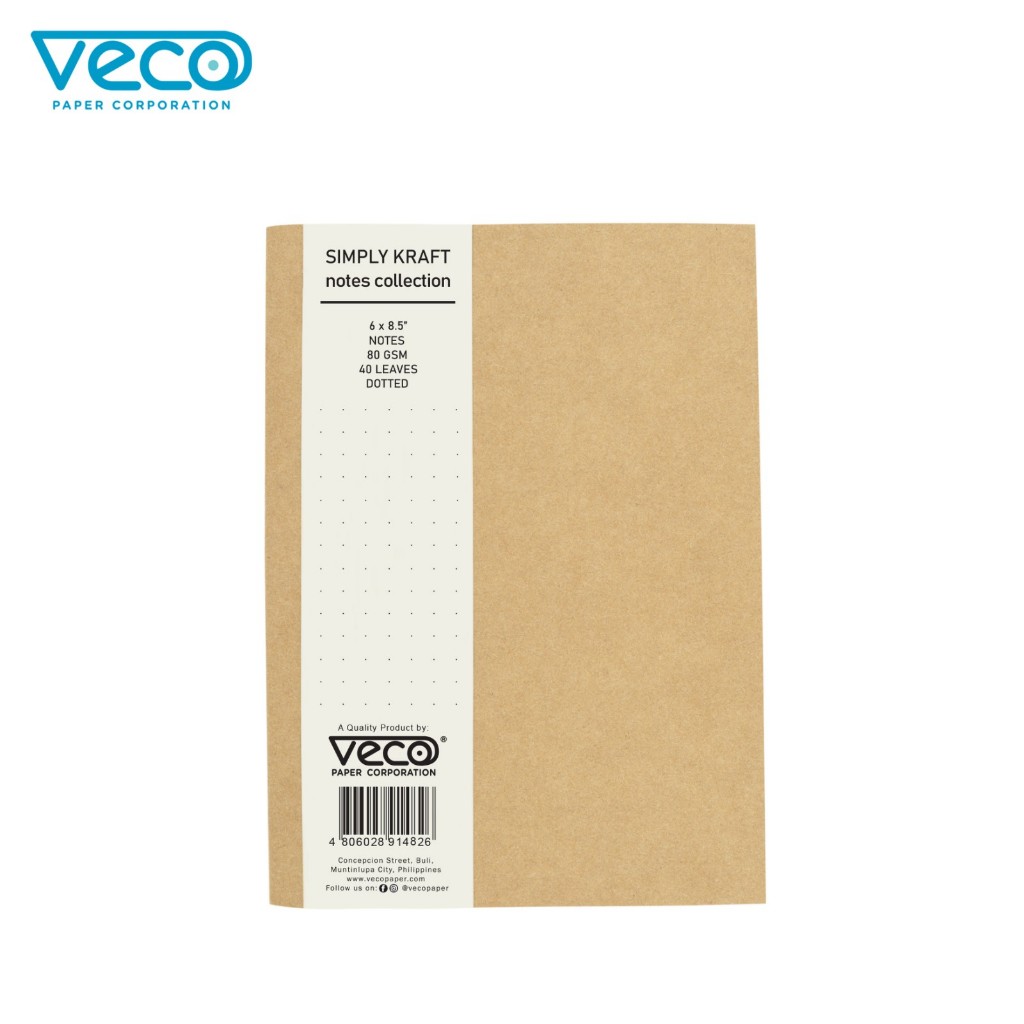 Veco Simply Kraft Notes Collection 80gsm 40lvs 6x8.5 (Ruled/Dotted ...