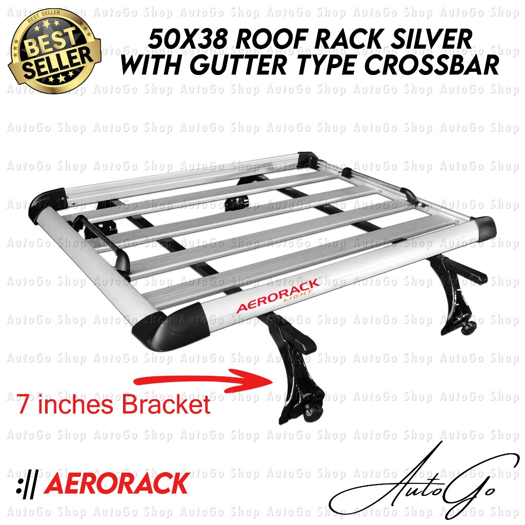 AERORACK 50x38 Roof Rack Basket Silver with 7 inches Gutter Type ...