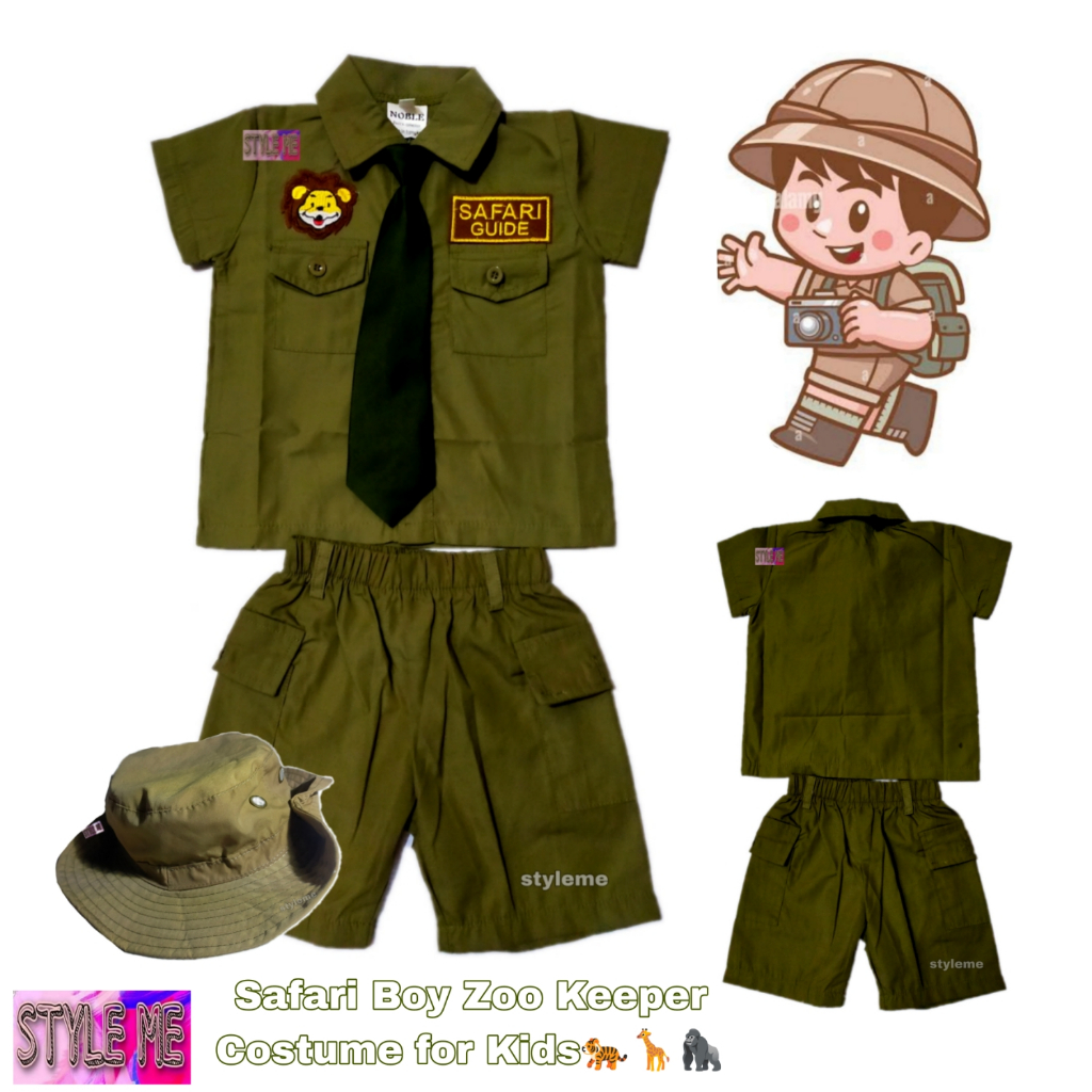 Boy Safari Zoo Keeper Uniform Occupation Costume Cosplay Role play For ...