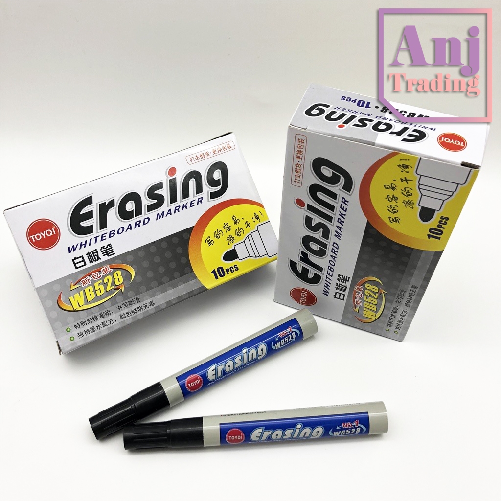 10 PCS White Board Marker Erasable Marker Erasing Black Ink | Shopee ...